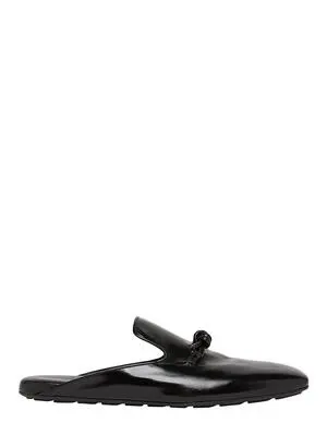Bottega Veneta Roma Shiny Leather Knot Mules - Black