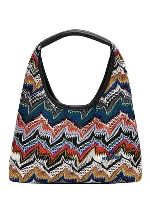 Missoni Zigzag Raschel Knit Hobo Bag - Multi Blue