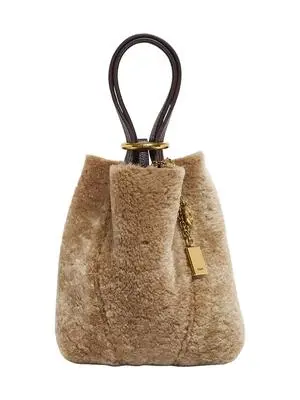 Chloé Spin Mini Shearling Top-handle Bag - Floral Gre