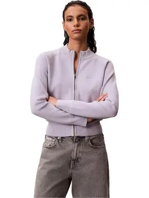 Calvin Klein Tech Knit Zip Sweater Lacey Lilac Melange
