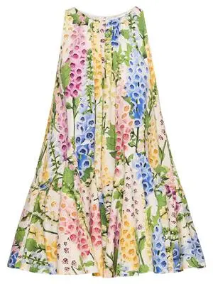 Oscar De La Renta Foxglove Cotton Poplin Trapeze Dress - Multi