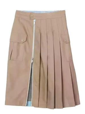 3.1 Phillip Lim Cotton Midi Skirt With Zip And Pleat Detailing - Neutrals