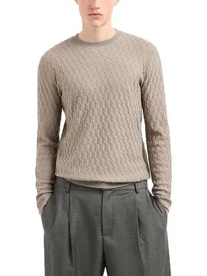 Emporio Armani Geometric Knit Wool Pullover - Beige