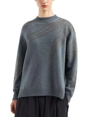 Emporio Armani Embroidered Dragonfly Pullover Sweater - Stormy Blue