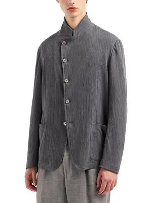 Emporio Armani Regular Fit Cotton Blend Blazer - Sharkskin