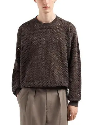Emporio Armani Perforated Crewneck Pullover - Brown
