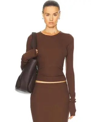 Eterne Long Sleeve Fitted Top Chocolate