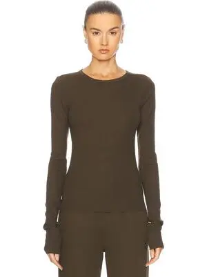 Eterne Long Sleeve Fitted Top - Moss