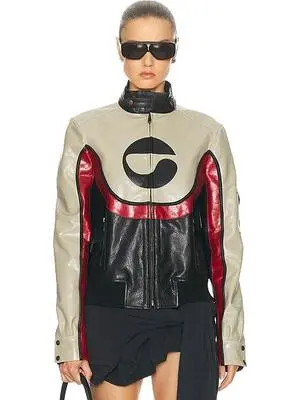 Coperni C Logo Leather Jacket - Multicolour