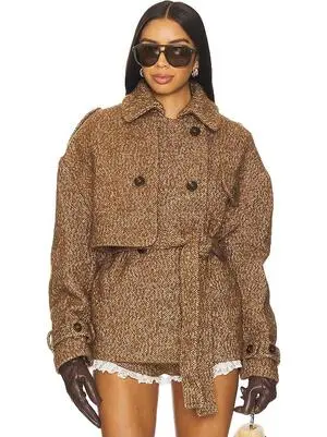 YUHAN WANG Herringbone Coat - Hazelnut