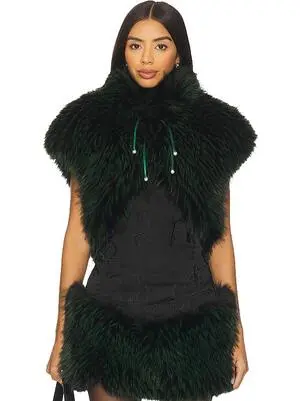 KIM SHUI Lina Faux Fur Vest Top - Green
