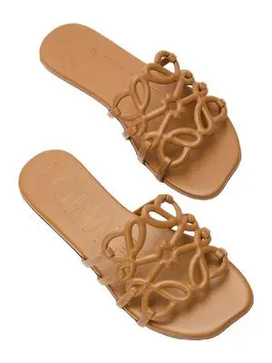 Loewe LOEWE Anagram Leather Slides Camel