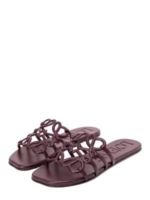 Loewe LOEWE Anagram Leather Slides Dark Burgundy