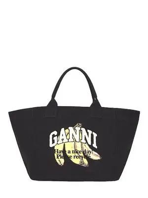 GANNI Shopper Xxl Banana Print Bag - Black