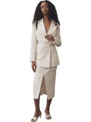 HUTCH Jacquard Blazer And Midi Skirt Set - Ivory Jacquard