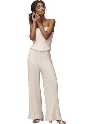 MARE MARE Sequin Strapless Top & Wide-leg Pants Set - Ivory