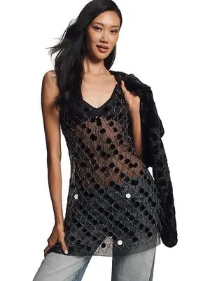 Anthropologie Sequin-embellished Cami Tunic - Black