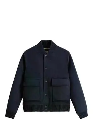 Woolrich Twill-weave Patch-pocket Bomber Jacket - Blue