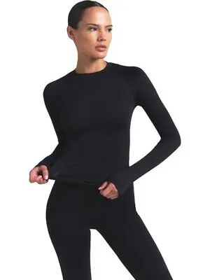 Nike Airy Long-sleeve Crew-neck Top - Black