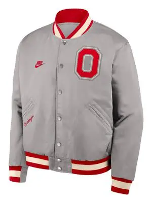Nike Ohio State Legacy College Full-snap Bomber Jacket - Grey