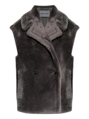 STAND STUDIO Carly Faux Fur Vest - Grey