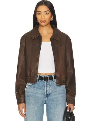 UNREAL FUR Game Changer Faux Leather Jacket - Chocolate