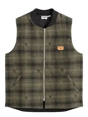 SERVICE WORKS Thistle Plaid Work Vest - Olive