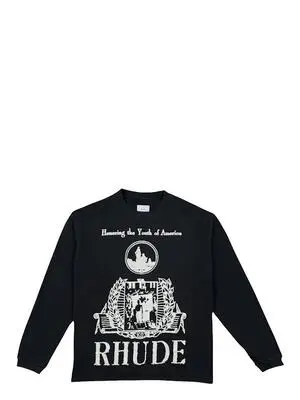 Rhude Youth Of America Long Sleeve Tee Shirt - Black/white