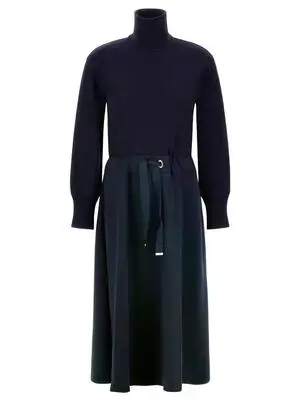 Herno Drawstring-waist Turtleneck Midi Dress - Blue