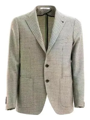 Tagliatore Houndstooth Button Jacket - Brown