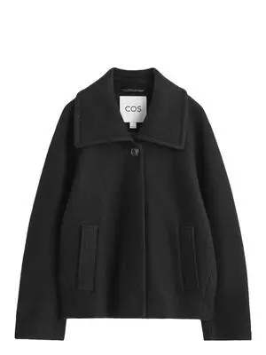 Cos Oversized Boiled-wool Short Jacket - Black