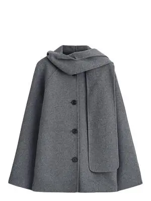 Cos Double-faced Wool Scarf Jacket - Gray