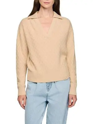 Sandro Numae Collared Sweater Beige