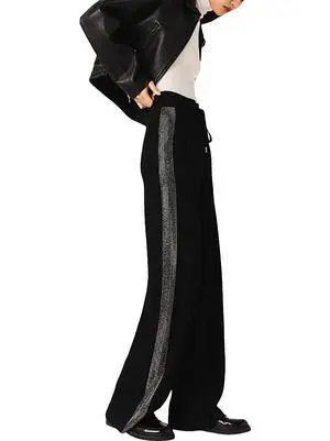 Maje Trousers With Rhinestone Band - Black