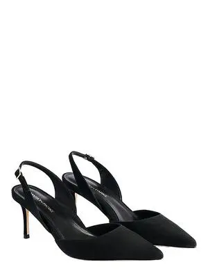 Marion Parke Classic Suede 70 Slingback Pumps - Black