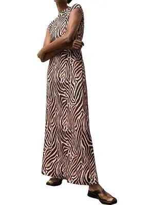 RO & ZO Zebra Print Jersey Maxi Dress