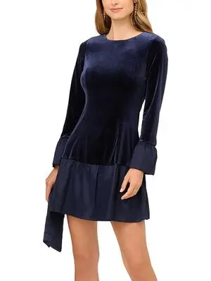 Adrianna Papell Mixed Media Mini Dress - Midnight
