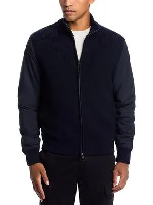 Moncler Tricot Mixed Media Cardigan - Obsidian Blue