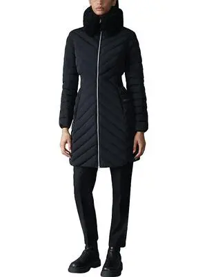 Mackage Shearling Collar Puffer Down Coat - Black