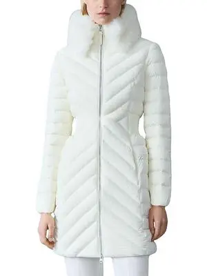 Mackage Shearling Collar Puffer Down Coat - Cream