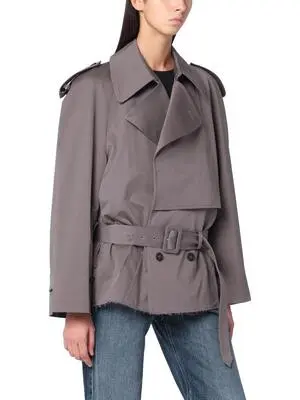 MAISON MARGIELA Short Double-breasted Trench Coat - Grey