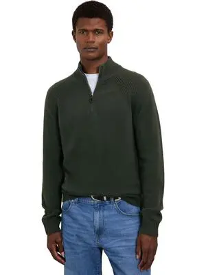 REISS Wool And Cashmere Half-Zip Jumper