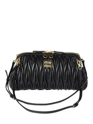 Miu Miu Caprice Matelassé Leather Clutch Bag - Black