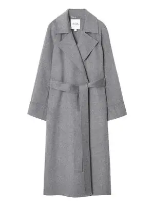 Cos Belted Double-Faced Wool Long Coat Gray