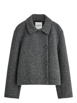 Cos Boiled Wool-Blend Short Jacket Gray