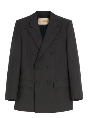 Valentino Garavani Double-breasted Wool Gabardine Jacket - Black