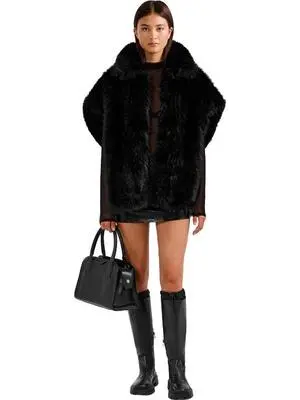 Rudsak Delfina Faux Fur Cape - Black
