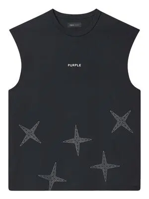 PURPLE BRAND Embroidered Star Tank Top - Black