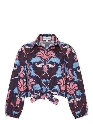 Cara Cara Rumson Printed Blouse - Fleur Crest Navy