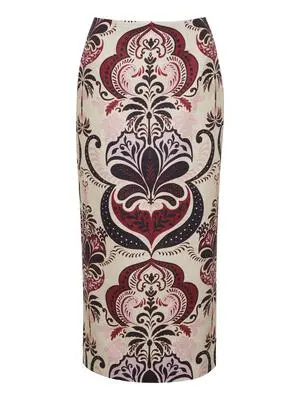 Cara Cara Sienna Printed Pencil Skirt - Palm Pavillion Ivory